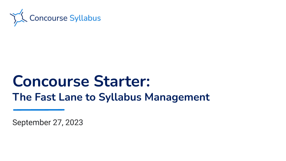 Webinars - Concourse Syllabus
